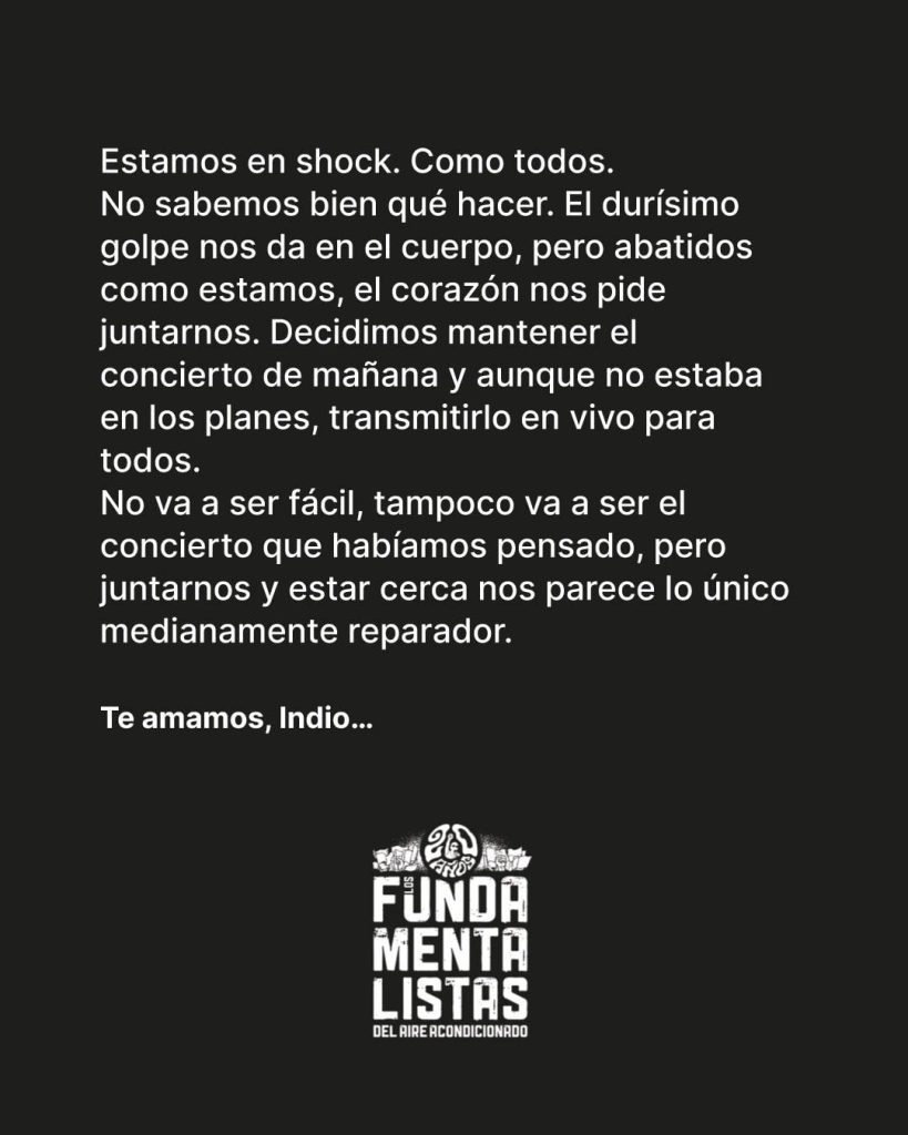 El emotivo homenaje de Los Fundamentalistas al Indio Solari en su show ...